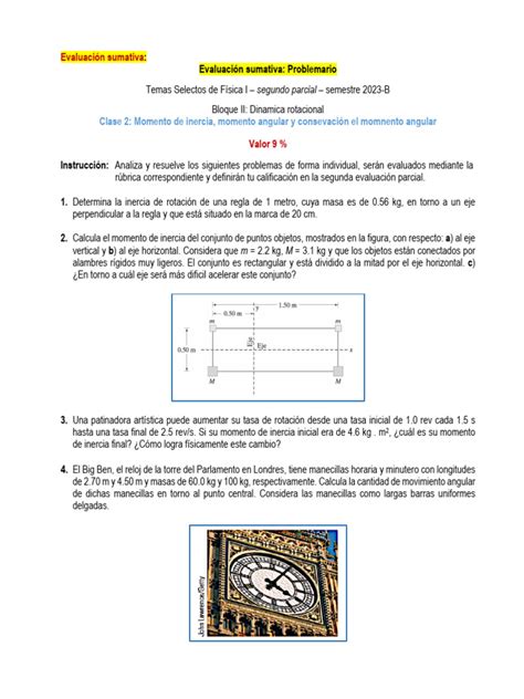 Clase 2 Momento De Inercia Momento Angular Y Consevación El Momnento Angular Pdf Rotación