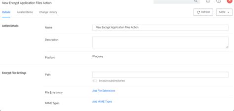 Encrypt Application Files Action
