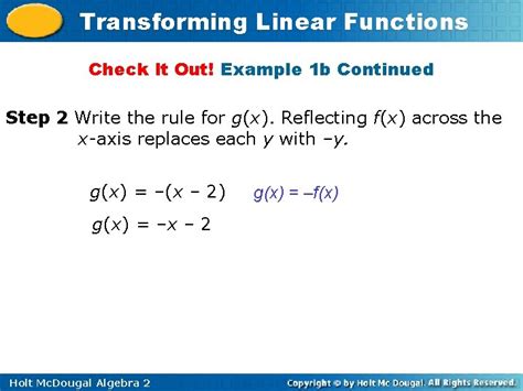 Transforming Linear Functions Warm Up Lesson Presentation Lesson
