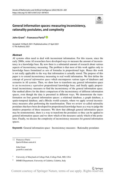 Pdf General Information Spaces Measuring Inconsistency Rationality