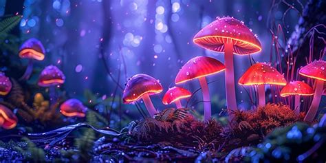Neon Mushroom Wallpaper 3d Neon Mushrooms Download Free 3d Model By