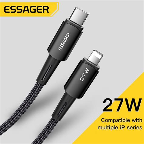 Essager 27w Pd Usb C To L Cable Fast Charging Ip Type C Cable For Ios 7