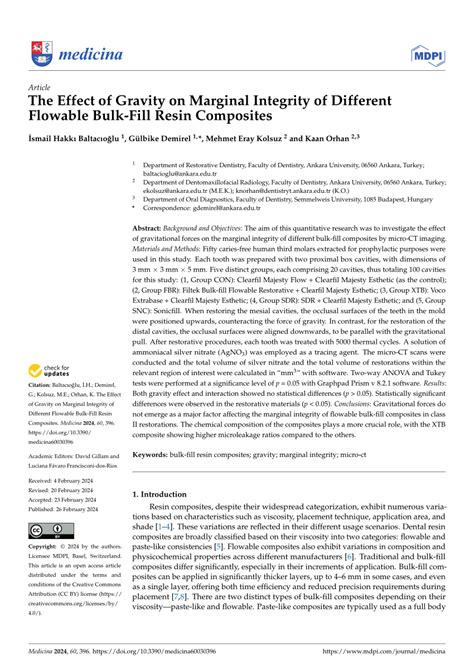 Pdf The Effect Of Gravity On Marginal Integrity Of Different Flowable Bulk Fill Resin Compositeṡ
