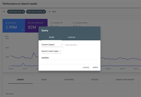 Google Search Console Regex Filter Adds Negative Matching Option