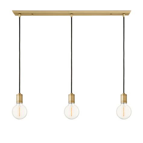 3 Light Rectangle Canopy 3 Arlo Pendants Aged Brass Retro Minimalist Lighting Touch Of
