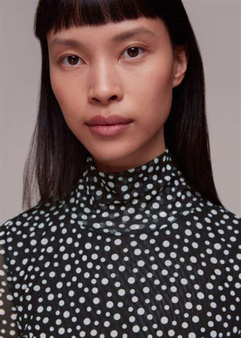 Blackmulti Roll Neck Spot Mesh Top Whistles