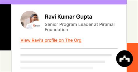 Ravi Kumar Gupta Senior Program Leader At Piramal Foundation The Org