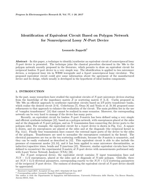 Pdf Identification Of Equivalent Circuit Based On Polygon Network For