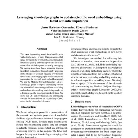 Leveraging Knowledge Graphs To Update Scientific Word Embeddings Using Latent Semantic