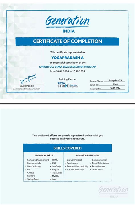 tatastrive training fullstackdeveloper java yogaprakash a
