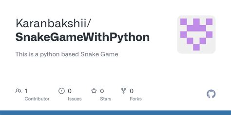 GitHub Karanbakshii SnakeGameWithPython This Is A Python Based Snake Game