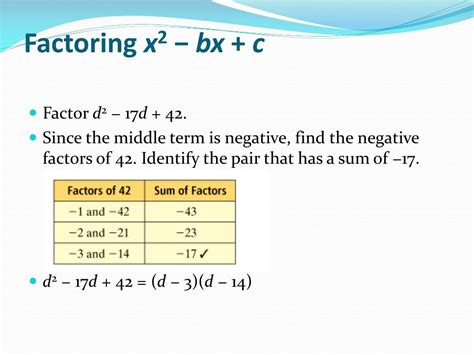 Ppt Factoring Trinomials Of The Type X 2 Bx C Powerpoint