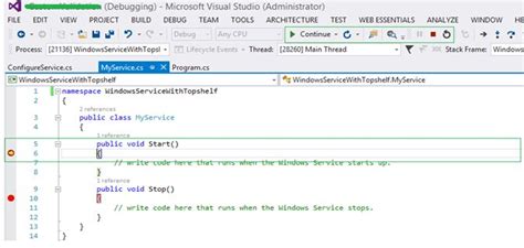 creating windows service in with topshelf