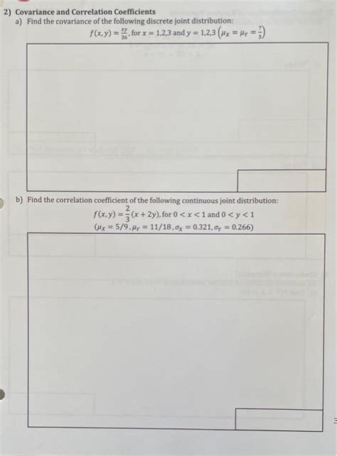 Solved 2 Covariance And Correlation Coefficients A Find