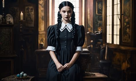 Lexica Wednesday Addams From The Series Black Hair Braided In Two