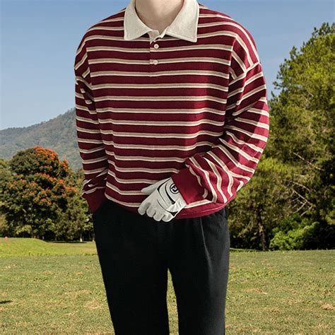 핫딜 클라임미 남성 골프 스트라이프 카라 티셔츠 남자 봄 가을 라운딩 긴팔티 오버핏 골프복 카라티 딜팡 골프용품 전문쇼핑몰