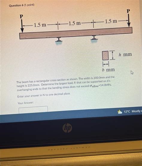 Solved Question Point The Beam Has A Rectangular Chegg
