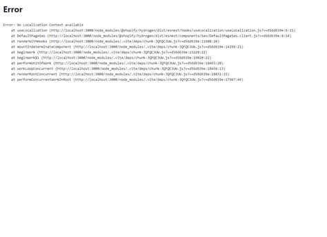 help me on this error no localization context available · shopify