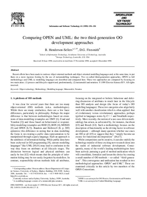 Pdf Comparing Open And Uml The Two Third Generation Oo Development Approaches