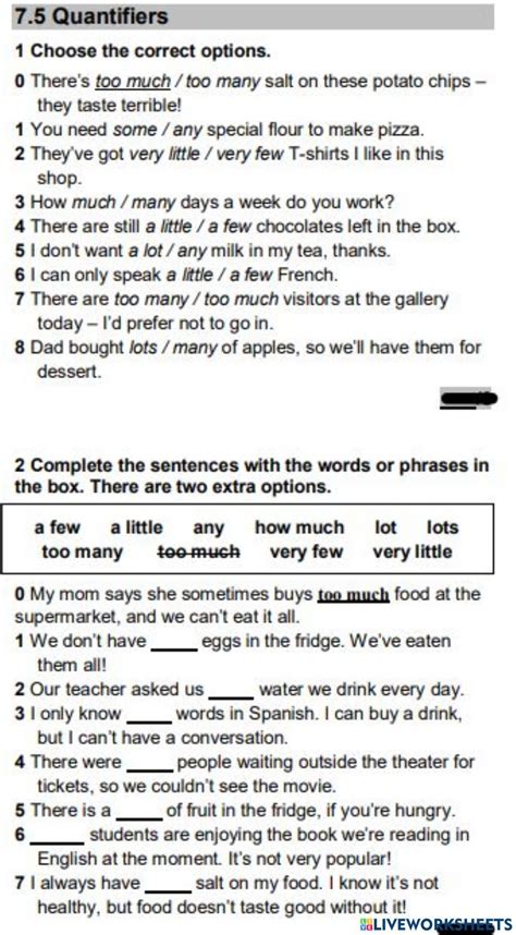 Quantifiers Online Exercise For Intermediate Esol Vocabulary English Exercises Vocabulary