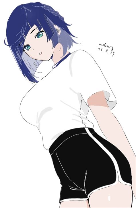 Safebooru Bob Cut Breasts Dolphin Shorts From Side Genshin Impact
