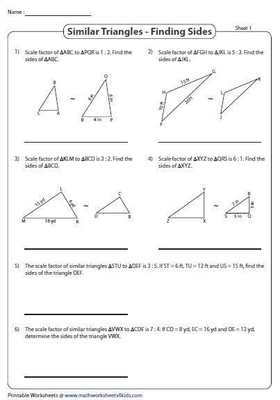 Find The Sides Of The Triangles Using The Scale Factor Similar Triangles Solving Algebraic