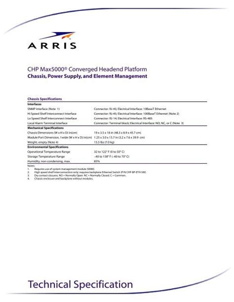 Chp Max5000 Chassis Power Supply And Element Arris