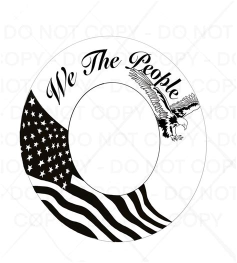 Flag Eagle We The People Traceable Design Hat Burning Tracing Stencil For Wide Brim Hats Svg