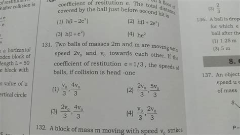 3 After Collision Is Coefficient Of Resitution E The Total A Floor Of Co