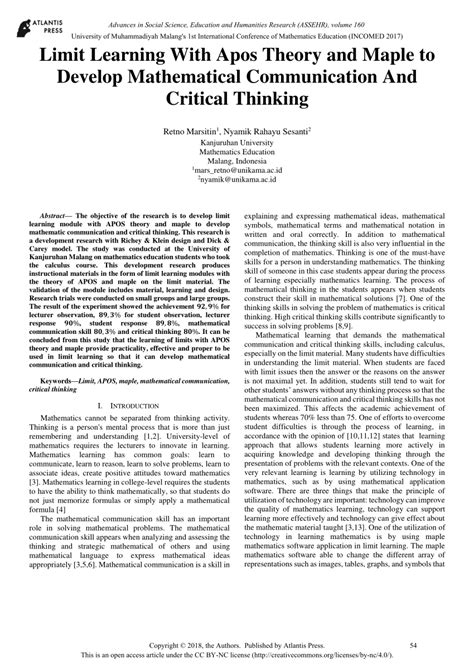 Pdf Limit Learning With Apos Theory And Maple To Develop Mathematical Communication And