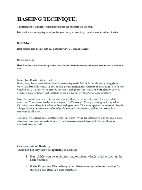 hashing techniques pdf