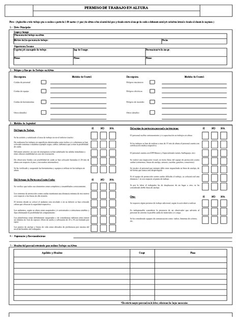 Modelo De Permiso De Trabajo Pdf