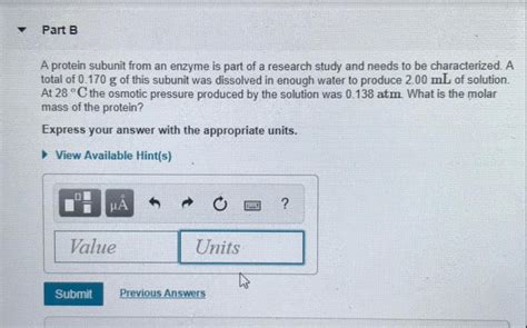 solved part b a protein subunit from an enzyme is part of a