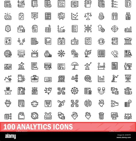 100 Analytics Icons Set Outline Illustration Of 100 Analytics Icons