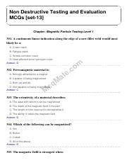 Non Destructive Testing And Evaluation Solved MCQs Set McqMate Pdf Non Destructive