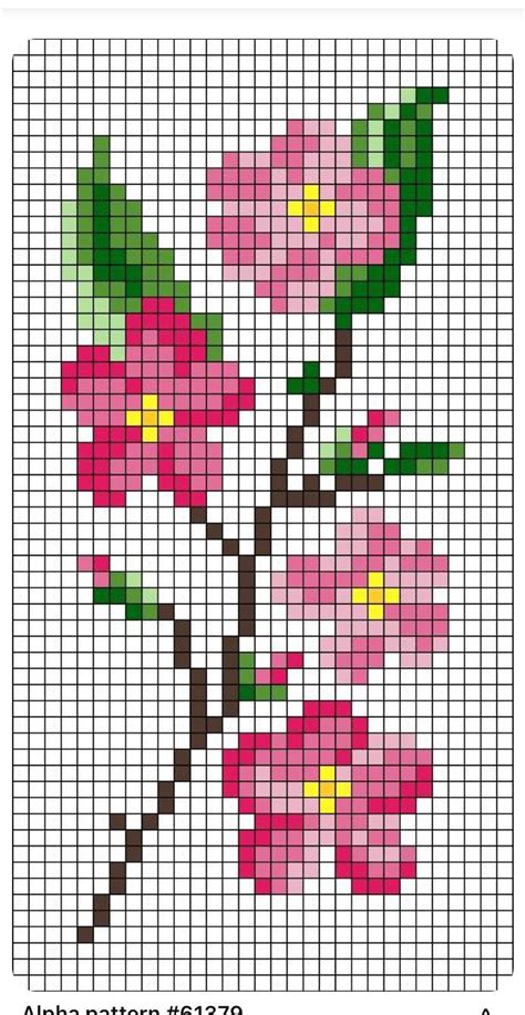 Pink Flowers Cross Stitch Pattern Flower Pixel Art 16x16 Flower
