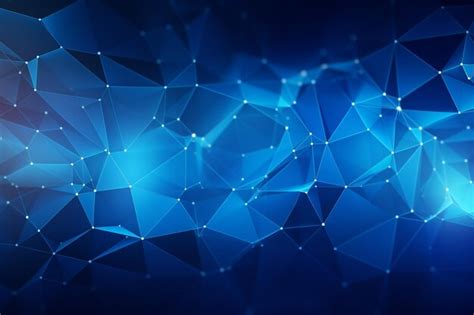 Premium Photo Abstract Blue Polygonal Background With Connecting Dots And Lines
