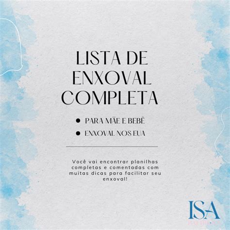 Lista de Enxoval Completa para Bebê e Mamãe BR e EUA Isadora