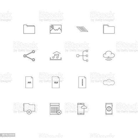 파일 및 폴더 기호 선형 얇은 아이콘을 설정 합니다 간단한 벡터 아이콘 설명 0명에 대한 스톡 벡터 아트 및 기타 이미지 0명 다이어그램 디자인 Istock