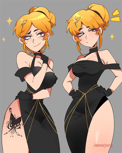 Rule 34 Black Dress Brawl Stars Breasts Gold Jewelry Hair Ornament Hair Pin Jenna Jorg