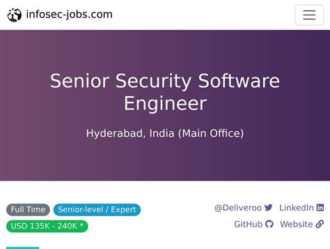 Hiring Senior Security Software Engineer In Hyderabad India Main Office Rinfosecjobs