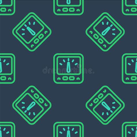 Line Ampere Meter Multimeter Voltmeter Icon Isolated Seamless Pattern On Blue Background