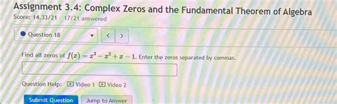 Solved Assignment 3 4 Complex Zeros And The Fundamental