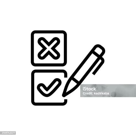 Checkmark Validation And Refusal Line Icon Endorsing Reject Group Of