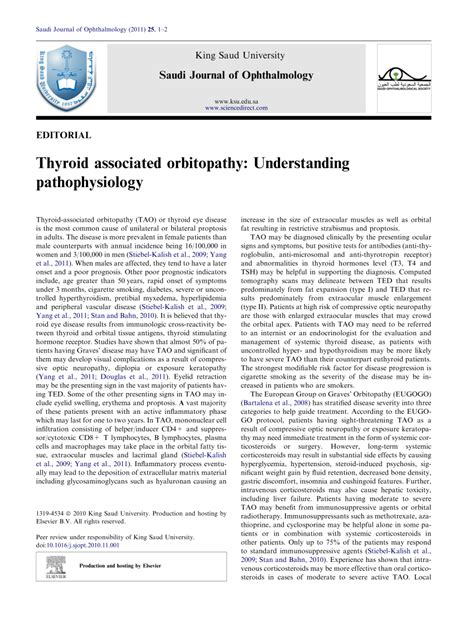 Pdf Thyroid Associated Orbitopathy Understanding Pathophysiology