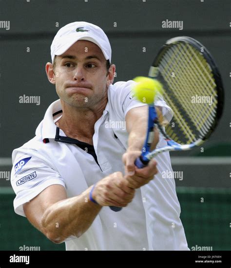 Wimbledon England Andy Roddick Of The United States Returns To