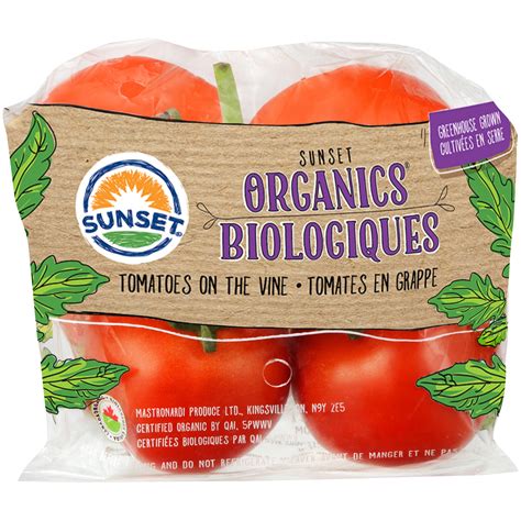 Sunset Organic On The Vine Tomatoes 1lb Fresh For Salads And