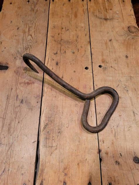 Vintage Bale Hook Hand Forged Iron Farmhouse Decor Rustic Farm Tool
