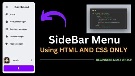 Create A Sidebar Menu Using Html And Css Sidebar Menu In Html And Css