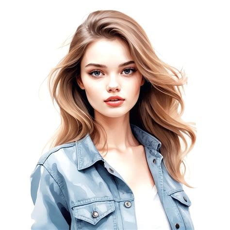 Premium Photo Girl Model Illustration White Background